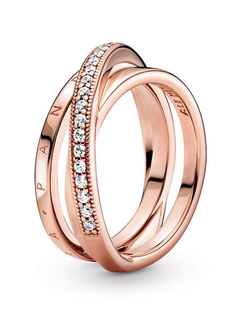 Anillo de plata P25 Pandora Signature banda triple cruzado | Liverpool ...