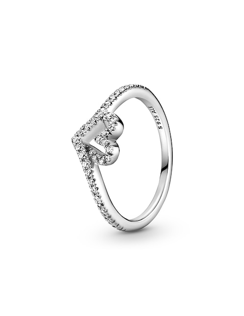 Anillo de corazón Pandora P 925 de plata diamante pavé 1