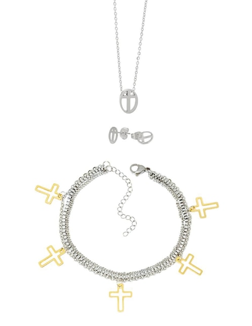 Collar, pulsera y aretes Nk Steel 1