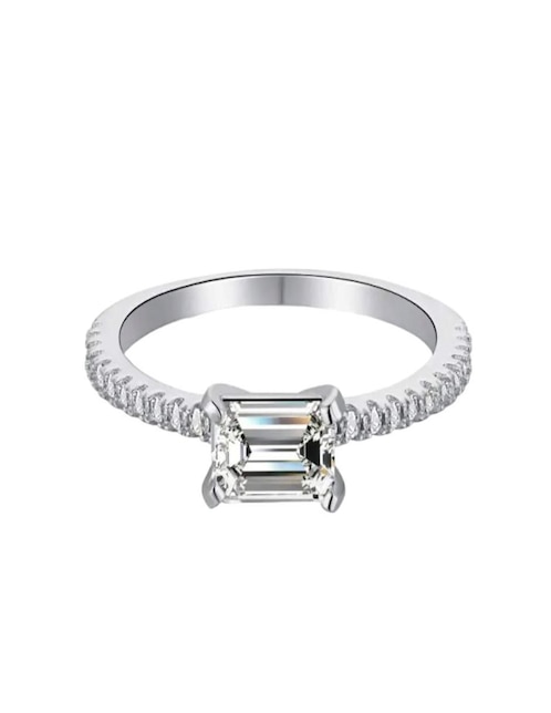 Anillo rectangular Gladkova Joyería Edasich de plata zirconia brillante 1
