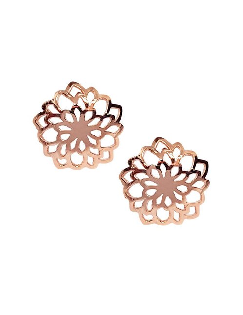 Broqueles de flor Anante Dalia de plata P 925 con acabado baño de oro ...