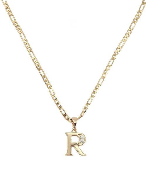 Collar de letra r Moon Letras de oro laminado 10 K 2
