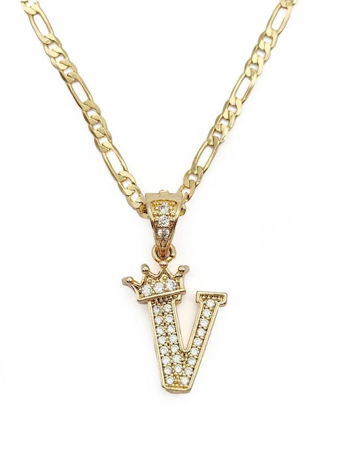 Collar de letra v Moon Letras de oro laminado 10 K 1