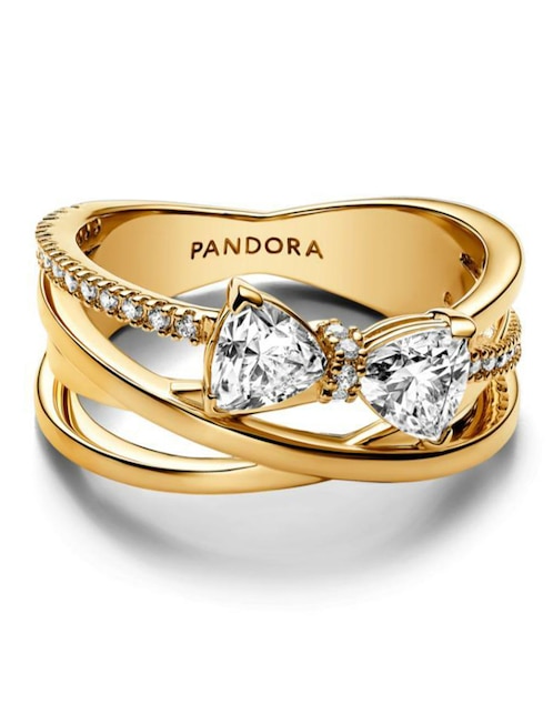 Anillo Pandora Timeless de plata zirconia cúbica con acabado baño de oro 1