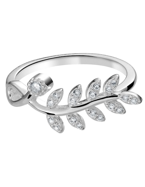 Anillo de hoja Enso Silver Ring de plata zirconia cúbica brillante 1
