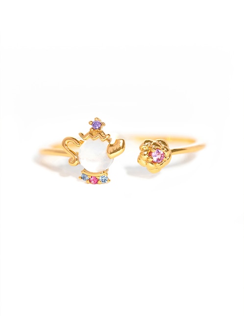 Anillo Girls Crew Disney Mrs. Potts zirconia cúbica chapa de oro 1