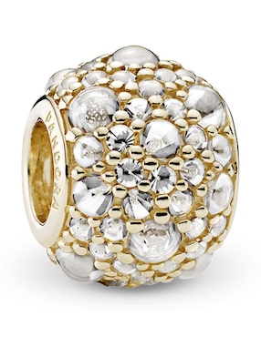 Charm irregular Pandora de oro amarillo zirconia cúbica
