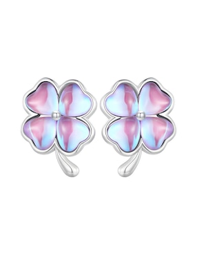 Broqueles de trébol Ame Jewelry Glam Pop de plata P925 con acabado baño ...