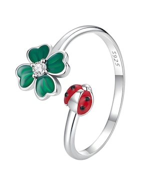 Anillo de trébol Ame Jewelry Glam Pop P925 de plata zirconia baño rodio