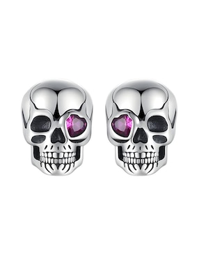 Broqueles de cráneo Ame Jewelry Glam Pop de plata P925 con acabado baño ...