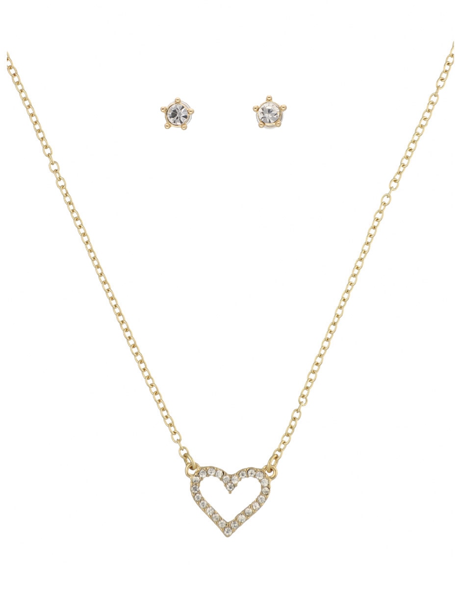 Set aretes y collar de corazón Nine West Design Studio cristal | Gran ...