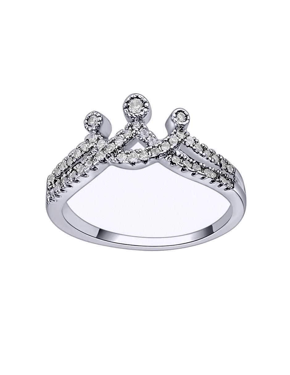 Anillo de corona Ocean Heart Elegance cristal con acabado baño de oro ...